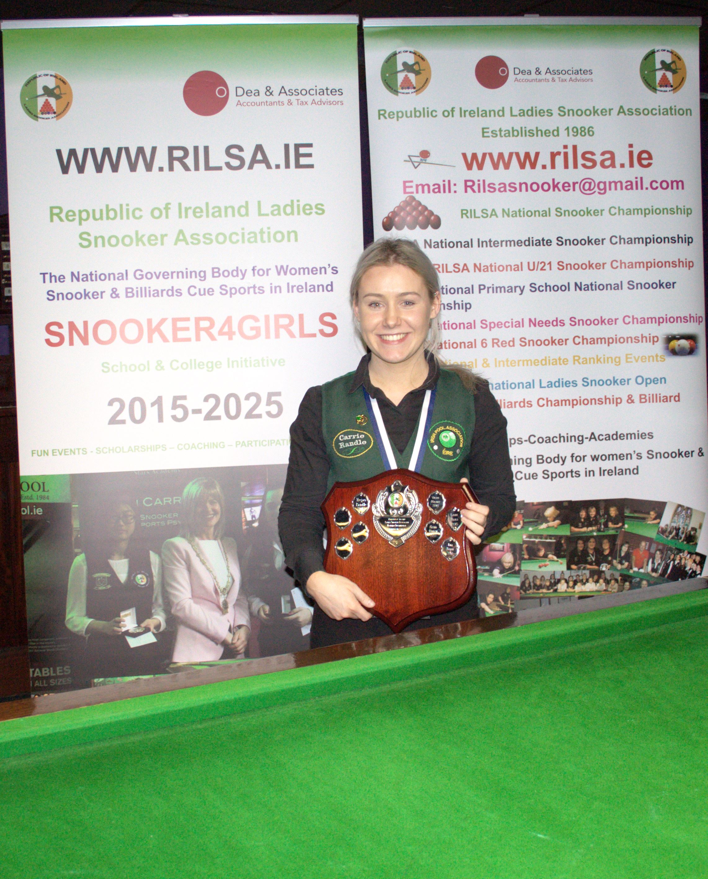 Carrie Winner 2019 | Republic of Ireland Ladies Snooker Association